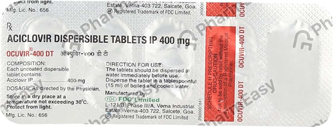 Ocuvir Dt 400 MG Tablet (5): Uses, Side Effects, Price & Dosage | PharmEasy