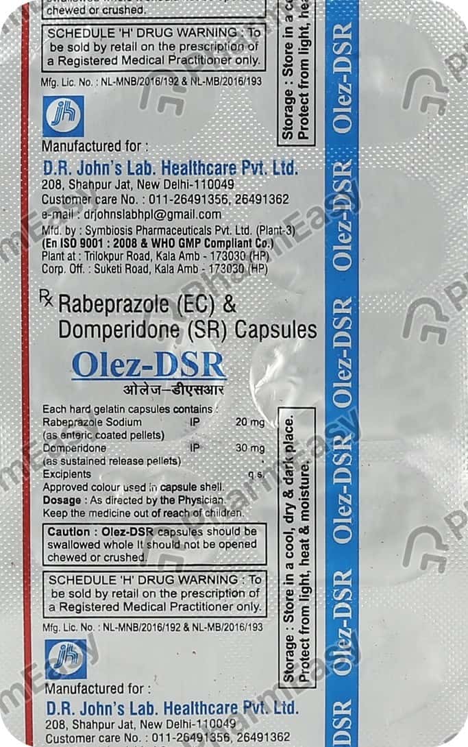 Olez Dsr Strip Of 10 Capsules: Uses, Side Effects, Price & Dosage ...