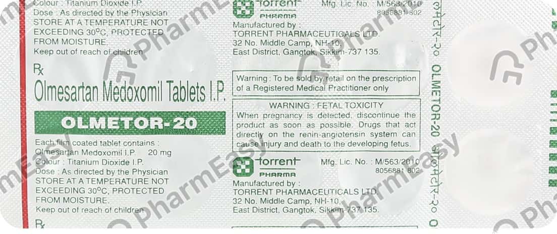 Olmetor 20 MG Tablet (10): Uses, Side Effects, Price & Dosage | PharmEasy
