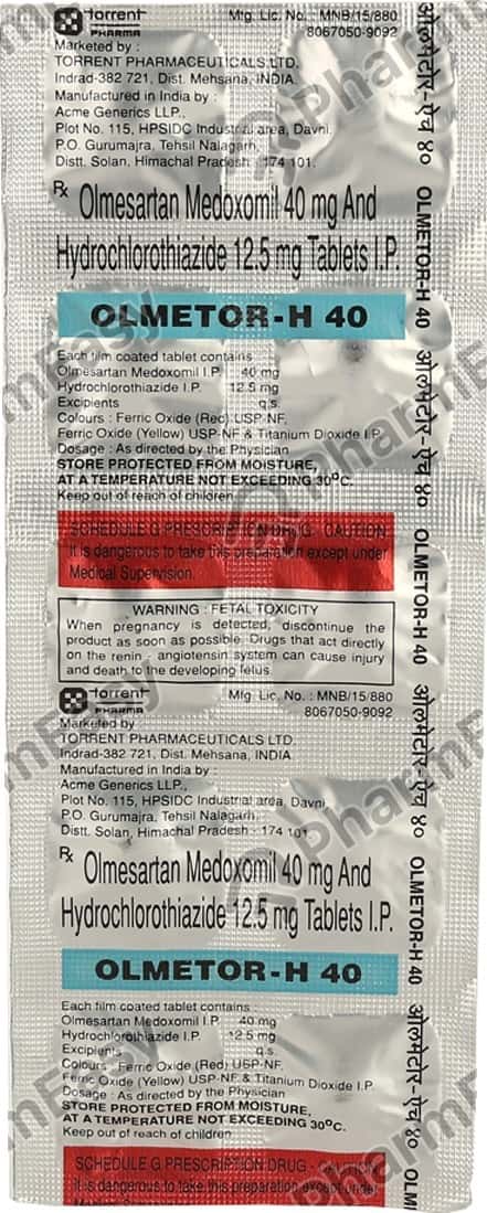Olmetor H 40mg Strip Of 10 Tablets: Uses, Side Effects, Price & Dosage ...