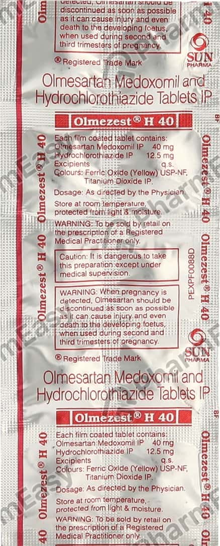 Olmezest H 40mg Strip Of 10 Tablets: Uses, Side Effects, Price & Dosage ...