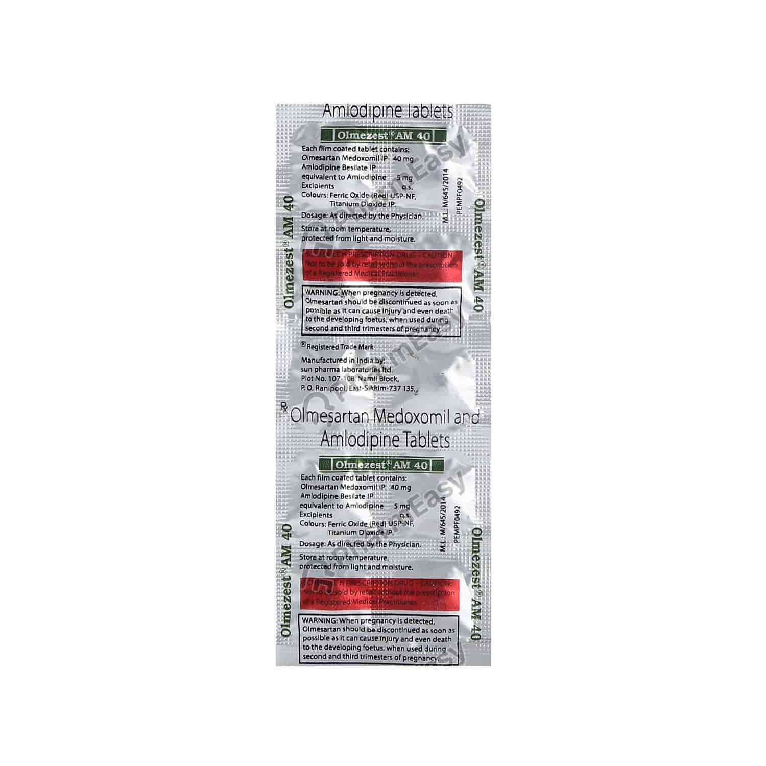 Buy Olmezest Am 40mg Tablet Online at flat 15% off | PharmEasy