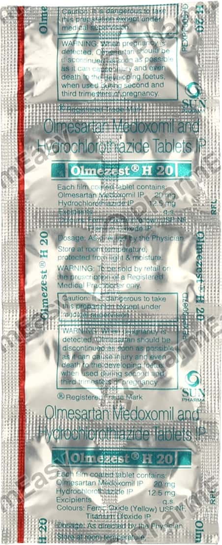 Olmezest H 20mg Strip Of 10 Tablets: Uses, Side Effects, Price & Dosage ...
