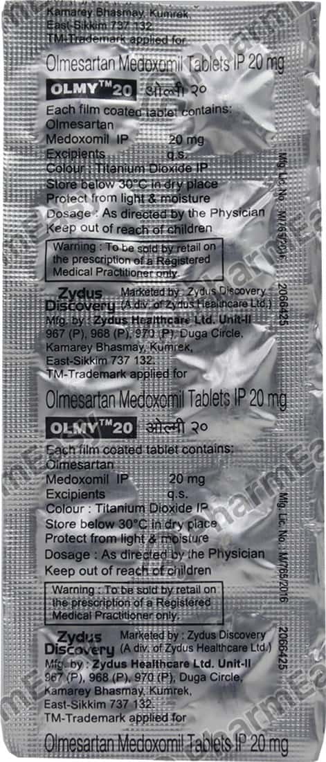 Olmy 20 MG Tablet (10): Uses, Side Effects, Price & Dosage | PharmEasy