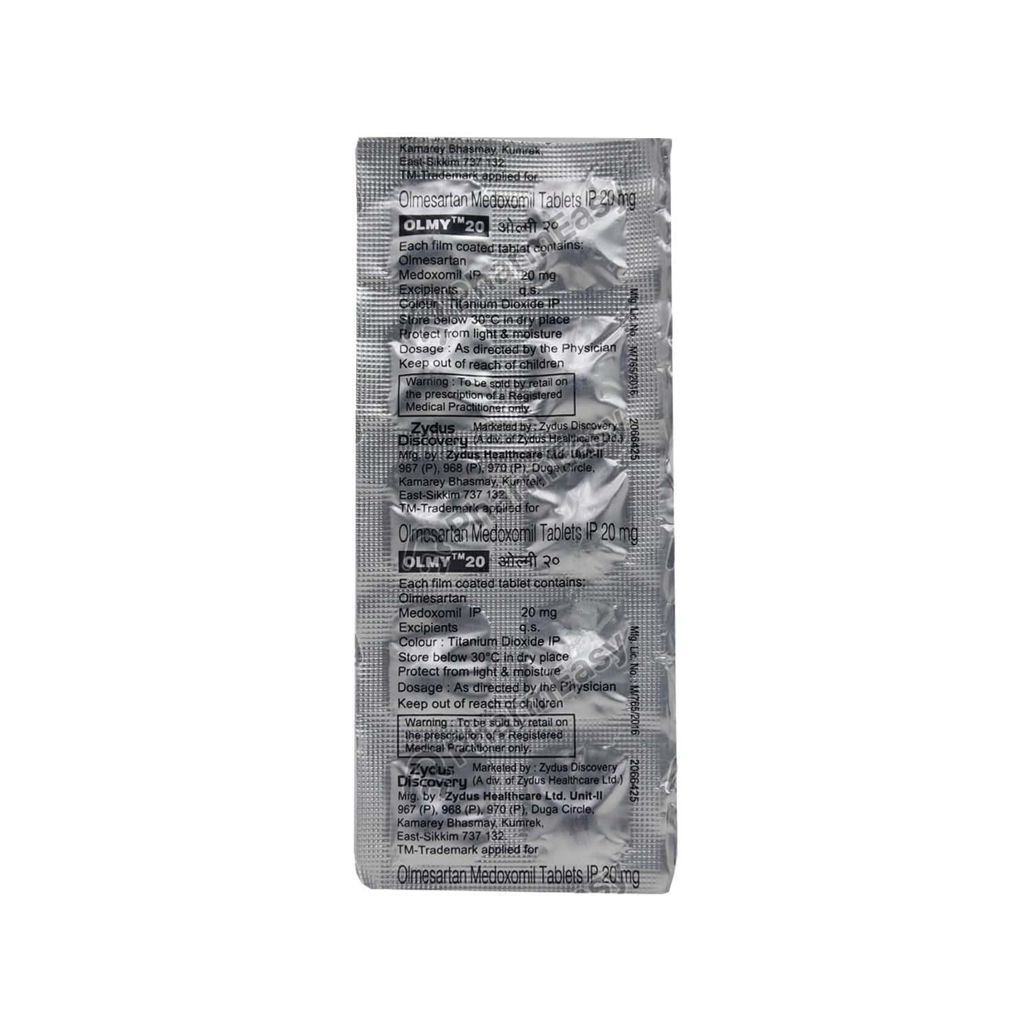 Buy Olmy 20 MG Tablet (10) Online at Flat 18% OFF* | PharmEasy