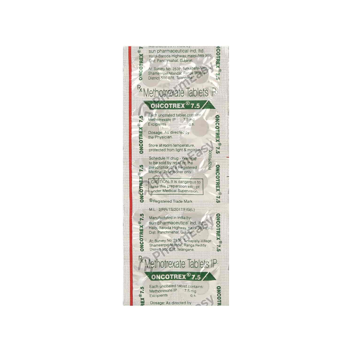 Buy Oncotrex 7.5mg Strip Of 10 Tablets Online at Flat 18% OFF* | PharmEasy