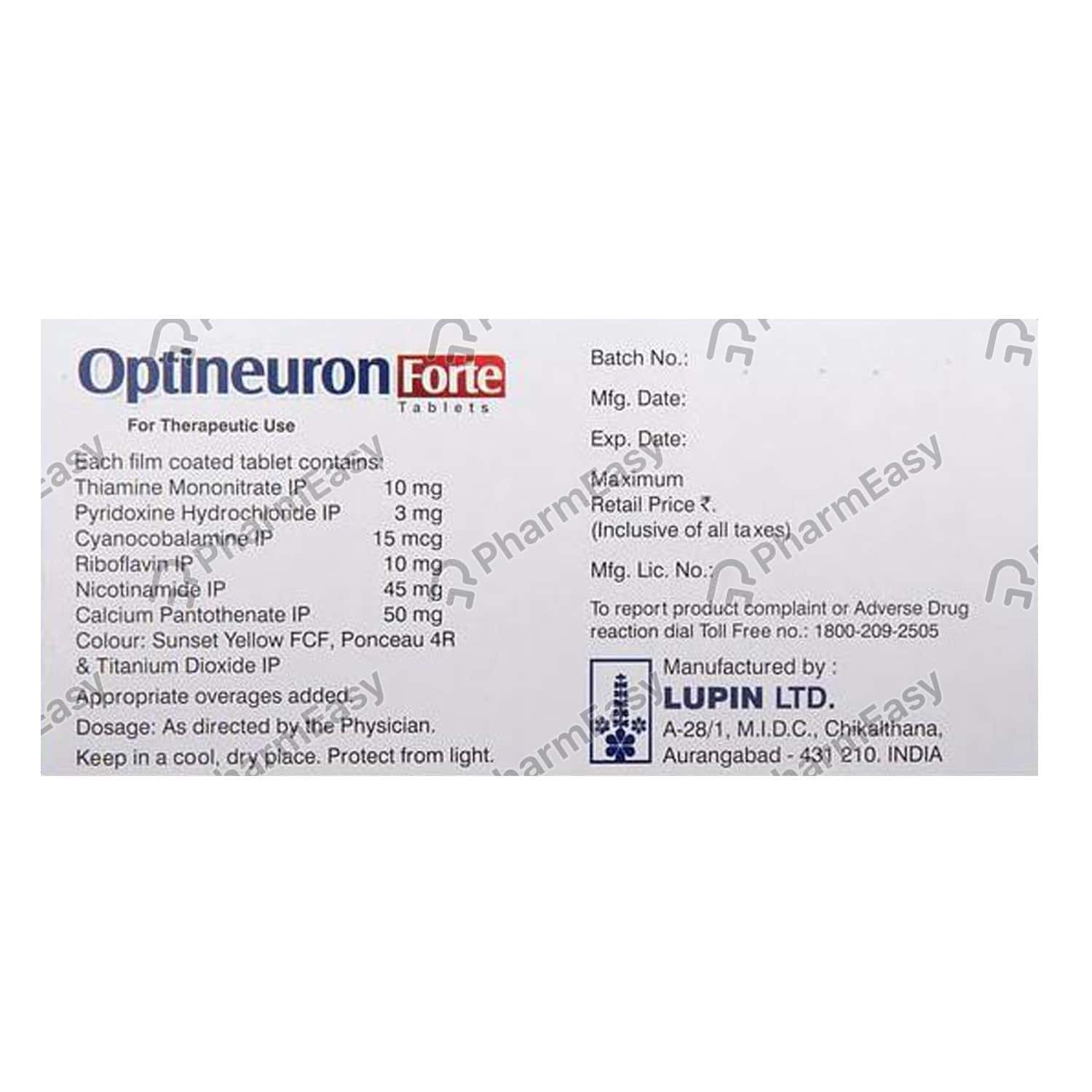 Buy Optineuron Forte Tablet 10'S Online at Flat 18% OFF* | PharmEasy