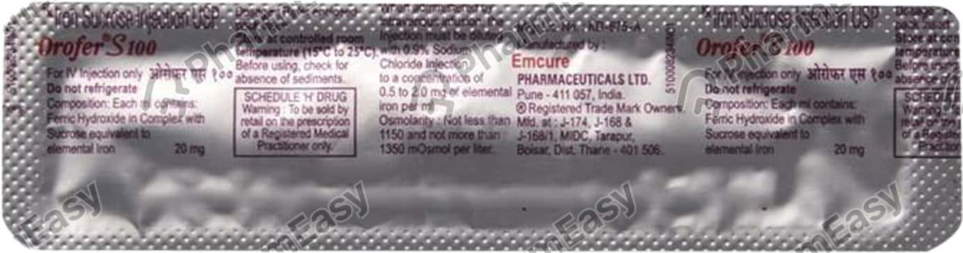 Orofer S 20 MG Injection (5): Uses, Side Effects, Price & Dosage ...