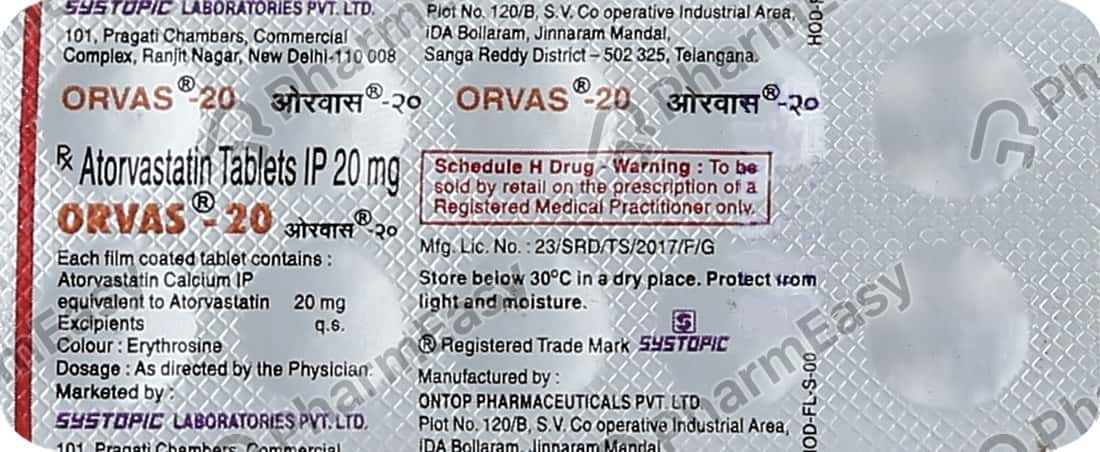 Orvas 20 MG Tablet (10): Uses, Side Effects, Price & Dosage | PharmEasy