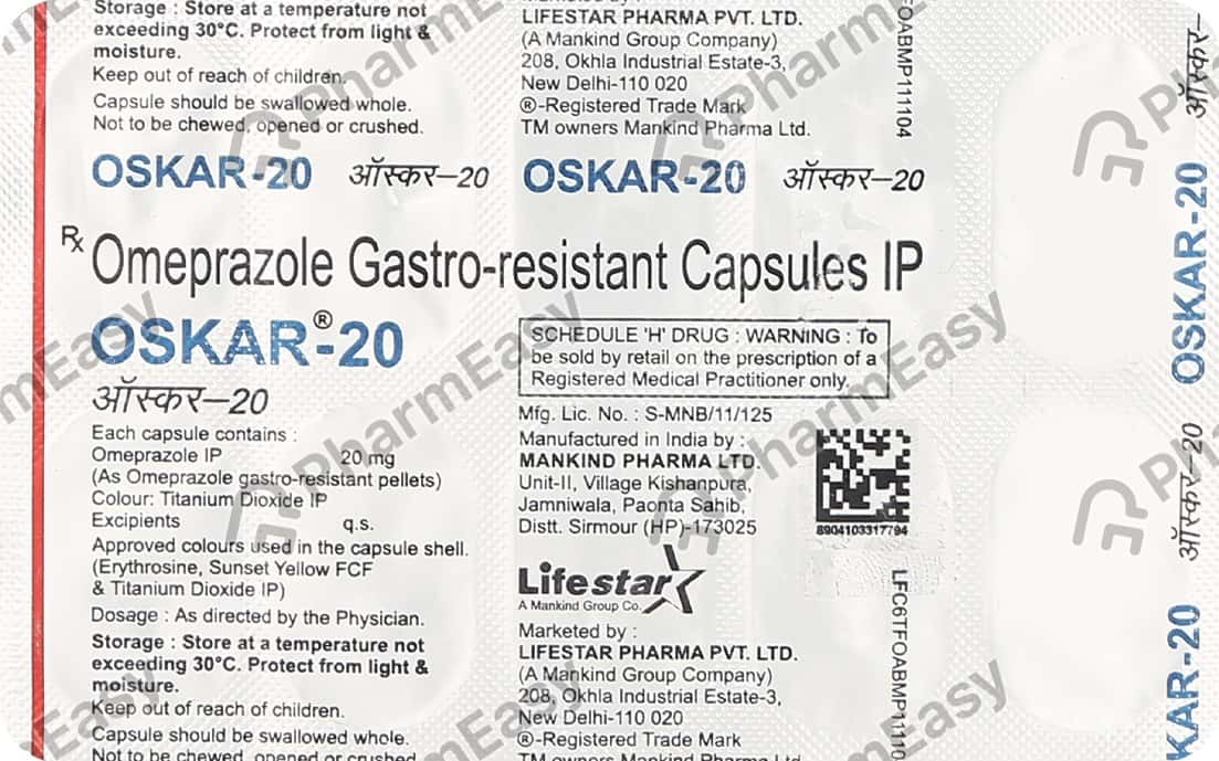 Oskar 20 MG Capsule (10): Uses, Side Effects, Price & Dosage | PharmEasy