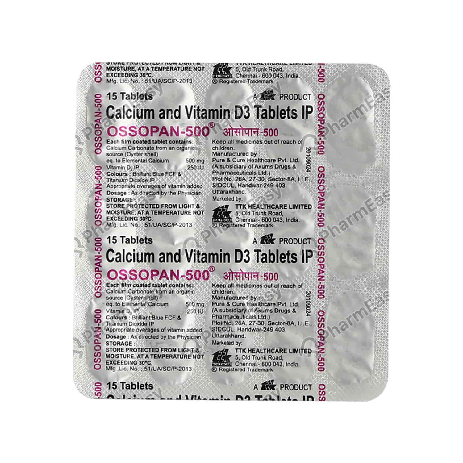 Ossopan 500mg Tablet 15'S - Uses, Side Effects, Dosage, Composition ...