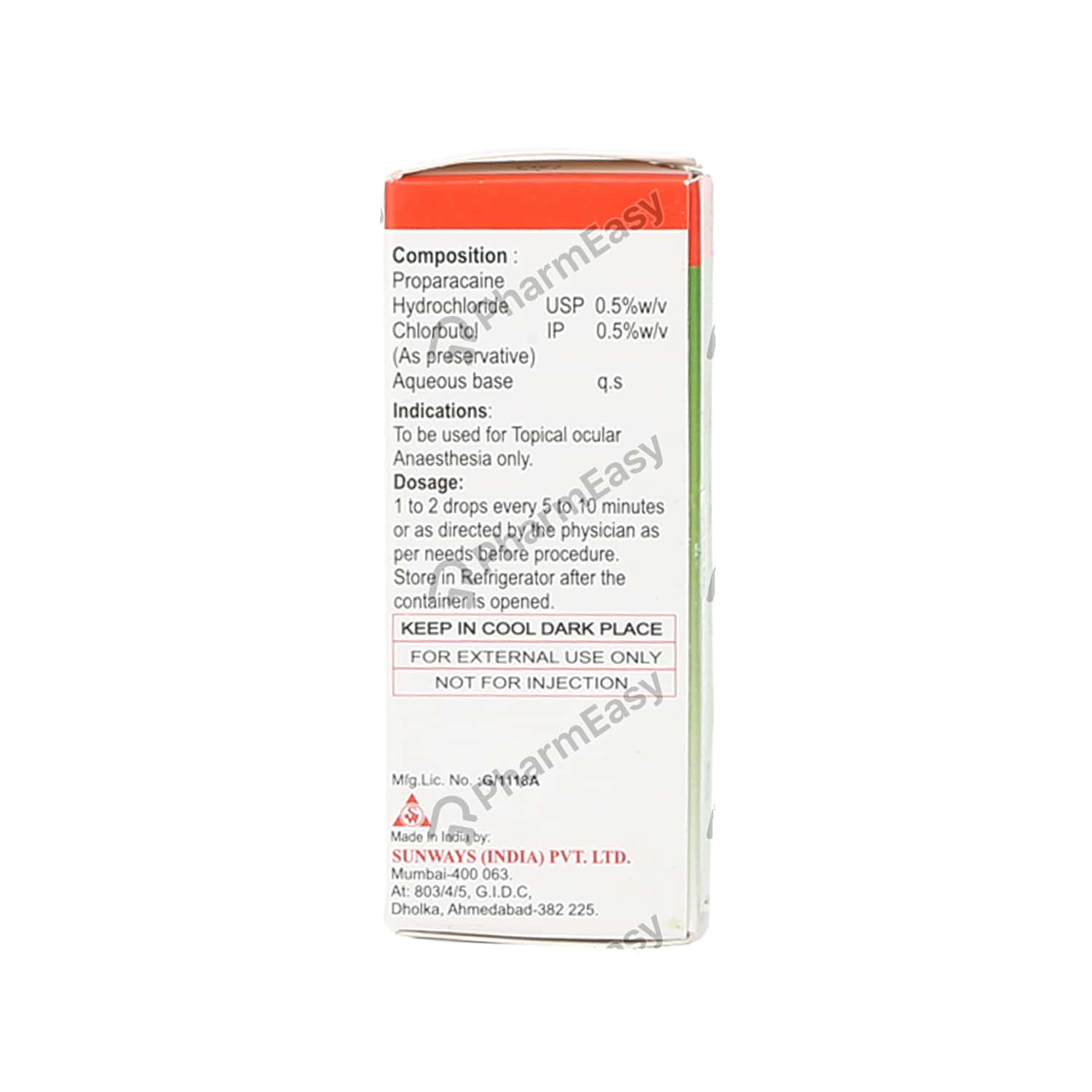 Buy Paracain 0.05 % Eye Drop (5) Online at Flat 18% OFF* | PharmEasy
