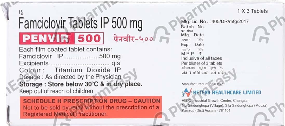 Penvir 500 MG Tablet (3): Uses, Side Effects, Price & Dosage | PharmEasy