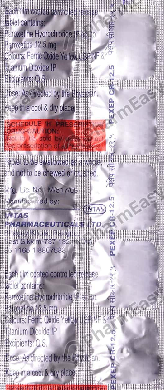 Pexep Cr 12.5 MG Tablet (10): Uses, Side Effects, Price & Dosage ...