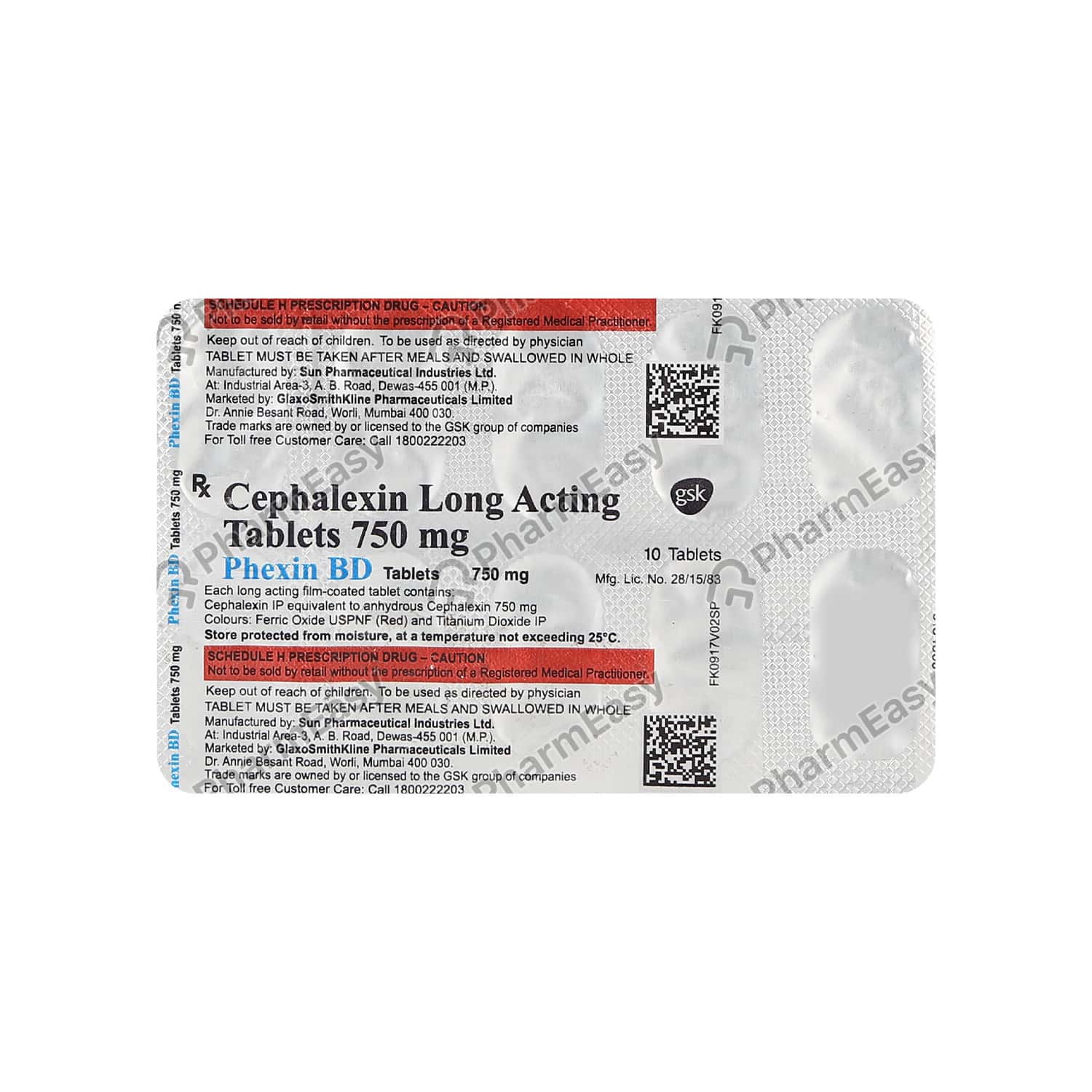 Phexin Bd 750 MG Tablet (10) - Uses, Side Effects, Dosage, Composition ...