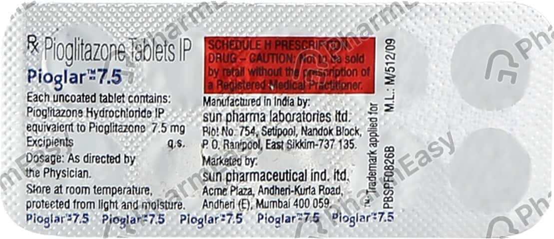 Pioglar 7.5 MG Tablet (10): Uses, Side Effects, Price & Dosage | PharmEasy