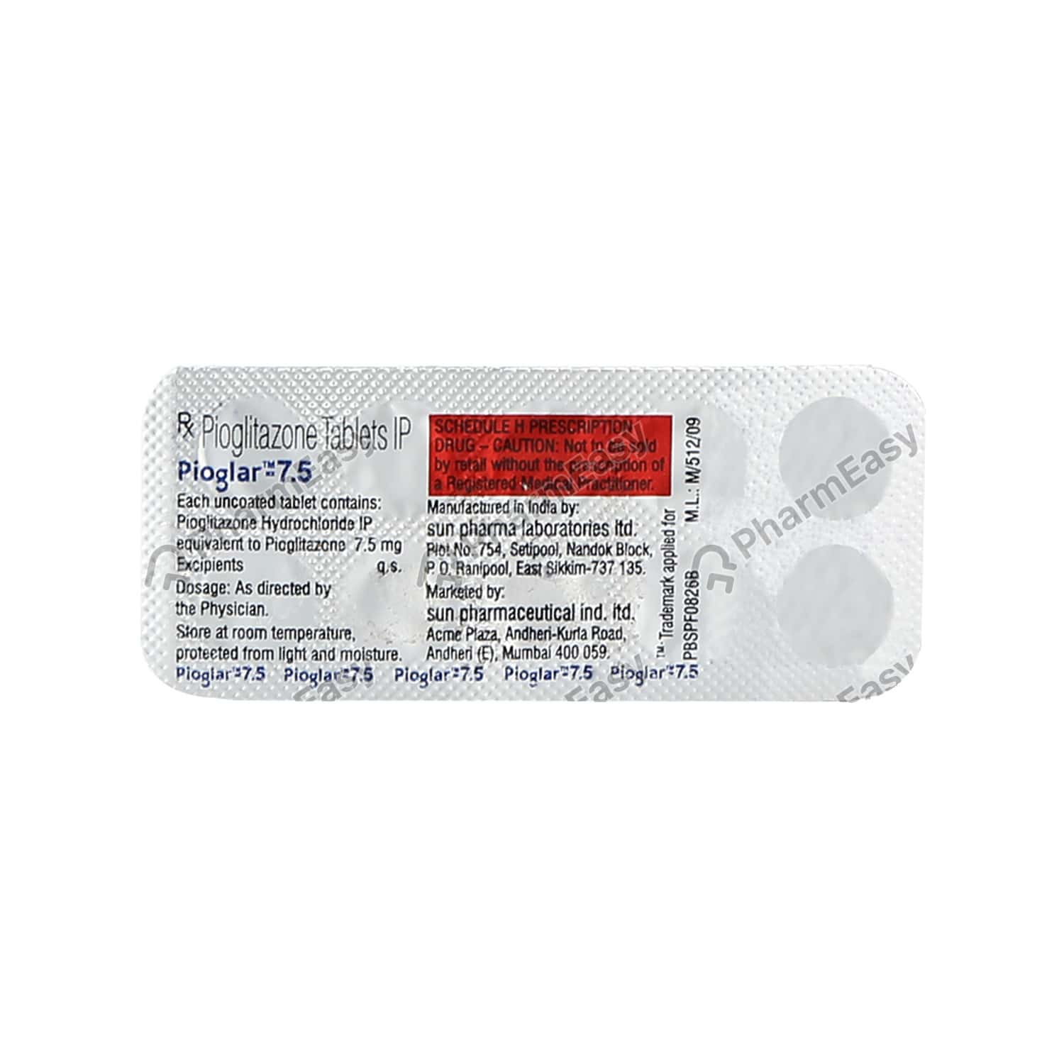 Buy Pioglar 7.5 MG Tablet (10) Online at Flat 18% OFF* | PharmEasy