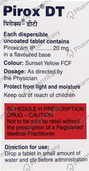 Pirox Dt 20 MG Tablet (10): Uses, Side Effects, Price & Dosage | PharmEasy