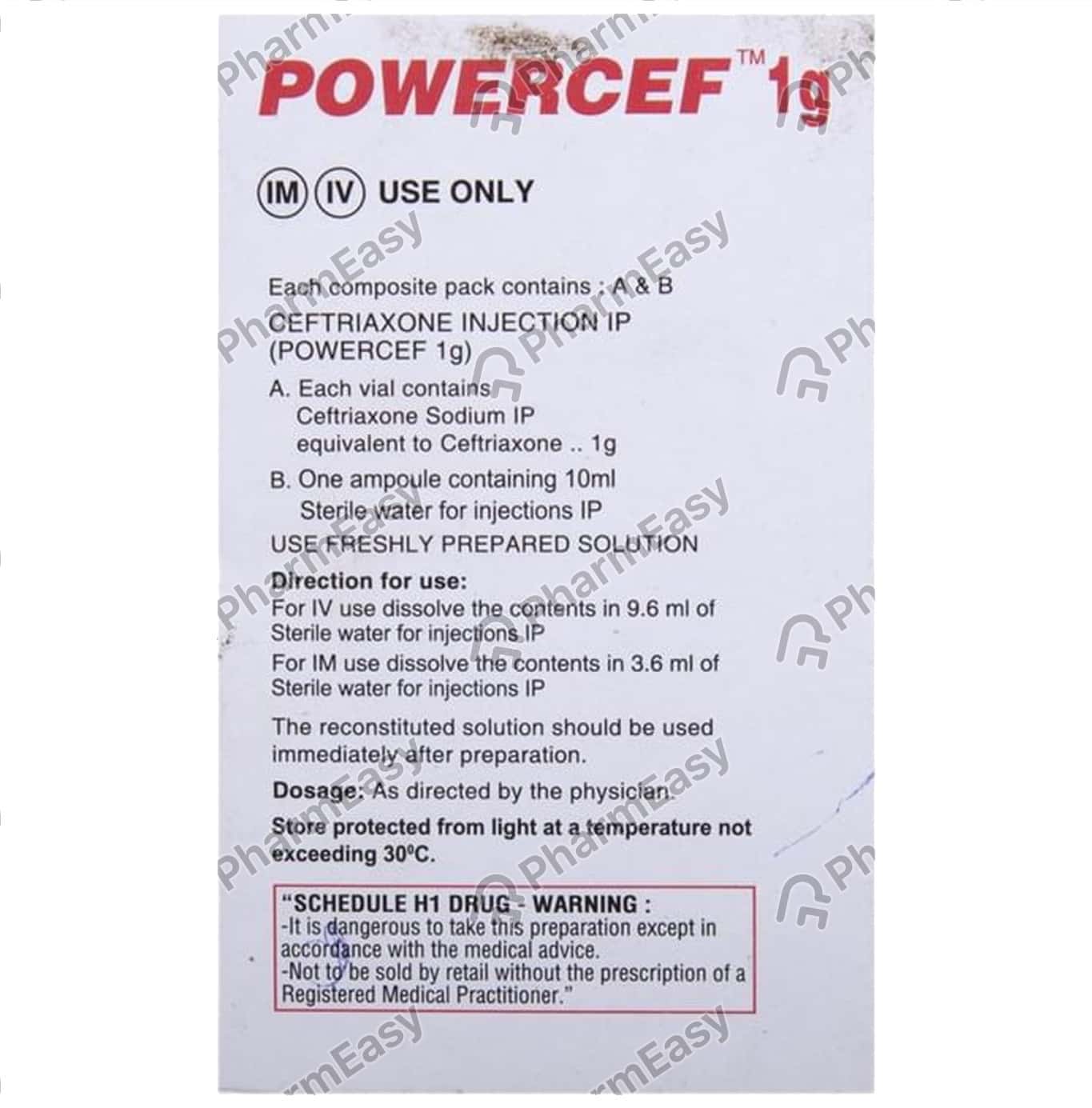 Powercef 1 G Powder For Injection (1): Uses, Side Effects, Price ...