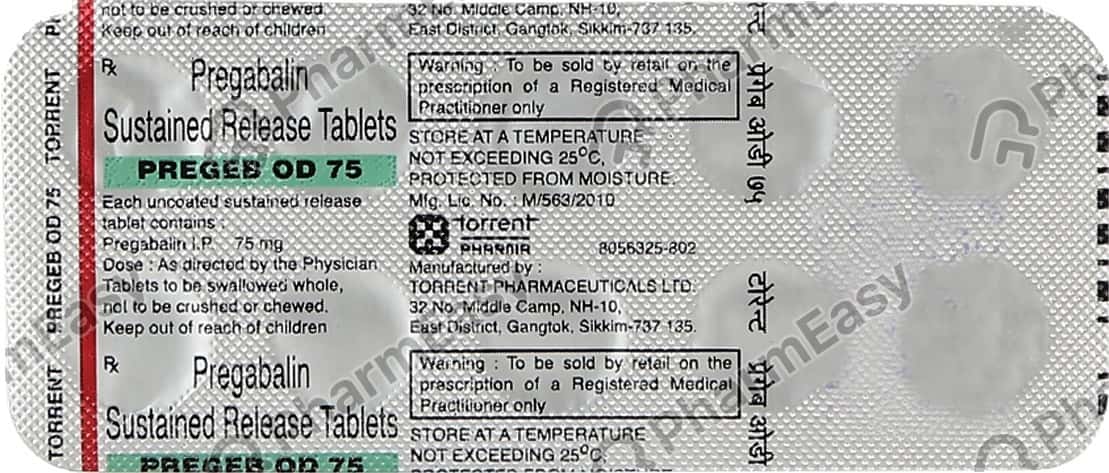 Pregeb Od 75 MG Tablet (10): Uses, Side Effects, Price & Dosage | PharmEasy