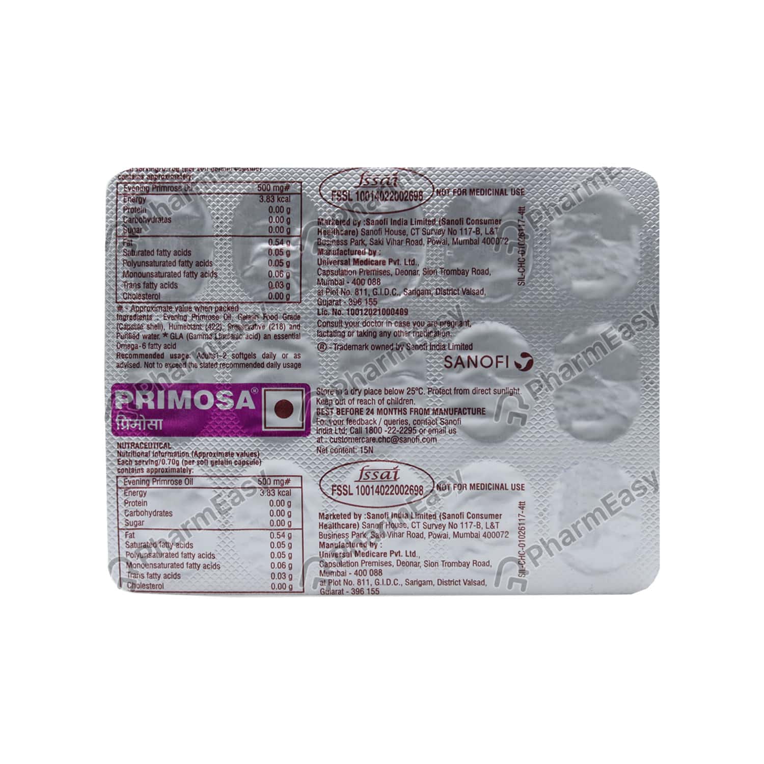 Buy Primosa 500mg Primrose Oil Capsules Strip Of 15 Online at Flat 18% ...