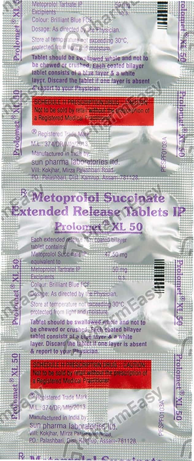 Prolomet Xl 25 MG Tablet (10): Uses, Side Effects, Price & Dosage ...