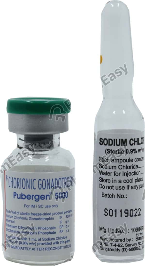 Pubergen 5000 IU Powder For Injection (1): Uses, Side Effects, Price ...