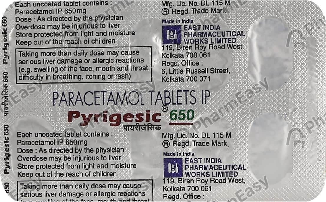 Pyrigesic 650 MG Tablet (10): Uses, Side Effects, Price & Dosage | PharmEasy