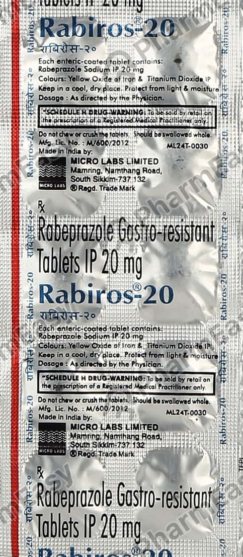 Rabiros 20 MG Tablet (10): Uses, Side Effects, Price & Dosage | PharmEasy