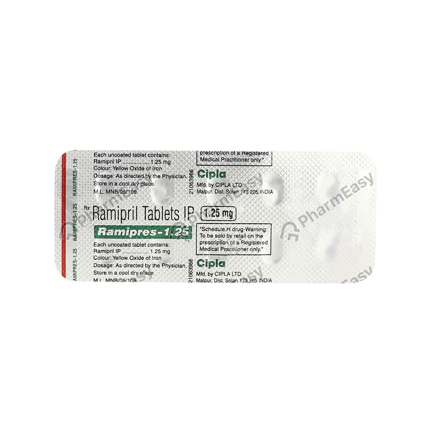 Buy Ramipres 1.25 MG Tablet (10) Online at Flat 18% OFF* | PharmEasy