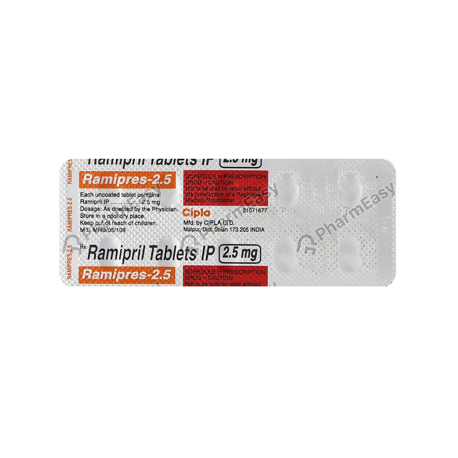 Buy Ramipres 2.5 MG Tablet (10) Online at Flat 18% OFF* | PharmEasy