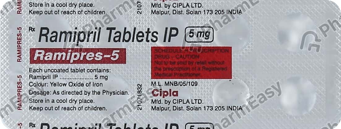 Ramipres 5 MG Tablet (10): Uses, Side Effects, Price & Dosage | PharmEasy