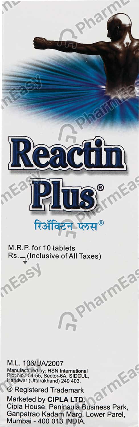 Reactin Plus (White Colour) Strip Of 10 Tablets: Uses, Side Effects ...