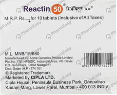 Reactin 50 Tablet: Uses, Side-effects, Price, Dosage & More Info ...