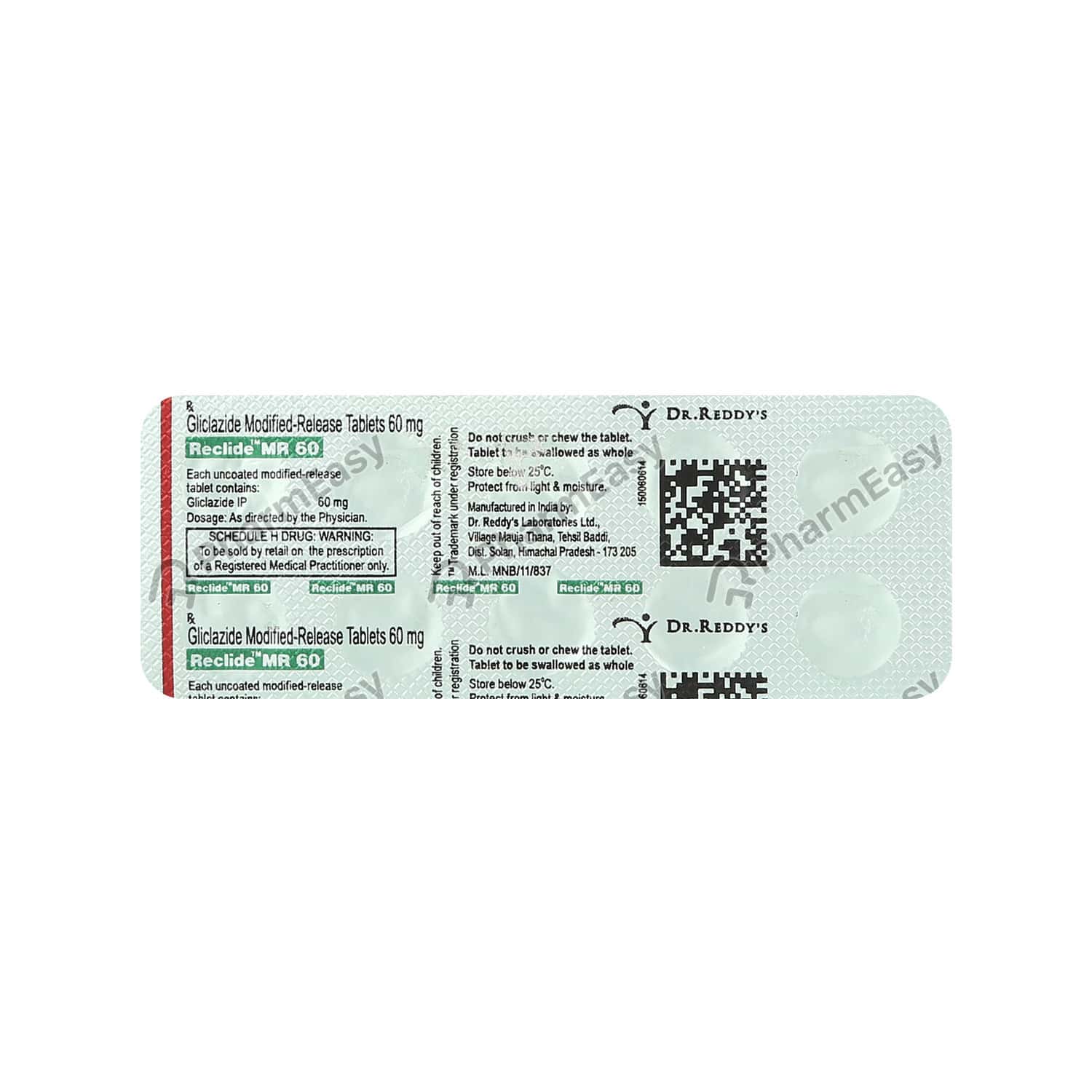 Reclide Mr 60 MG Tablet (10) - Uses, Side Effects, Dosage, Composition ...