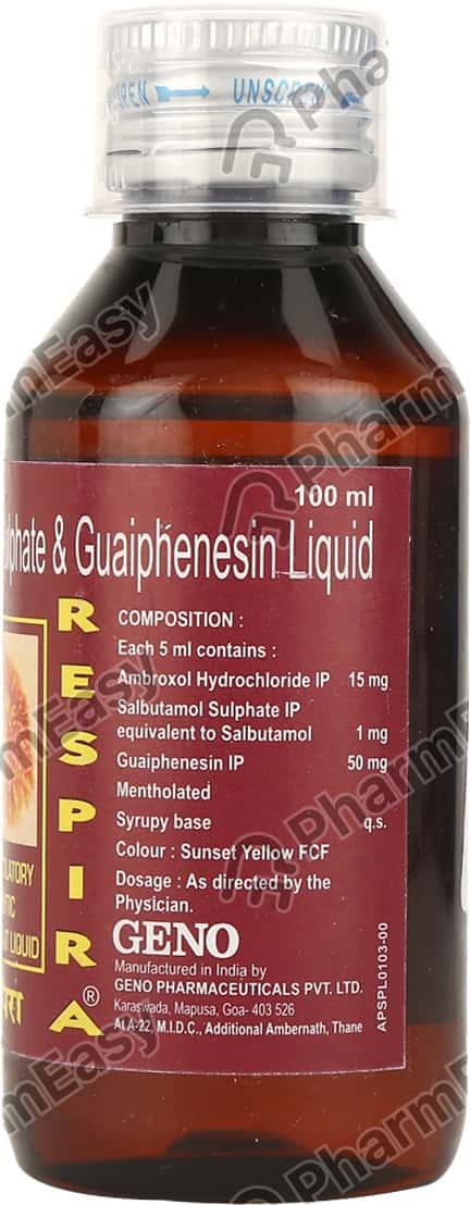 Respira Bottle Of 100ml Expectorant: Uses, Side Effects, Price & Dosage ...