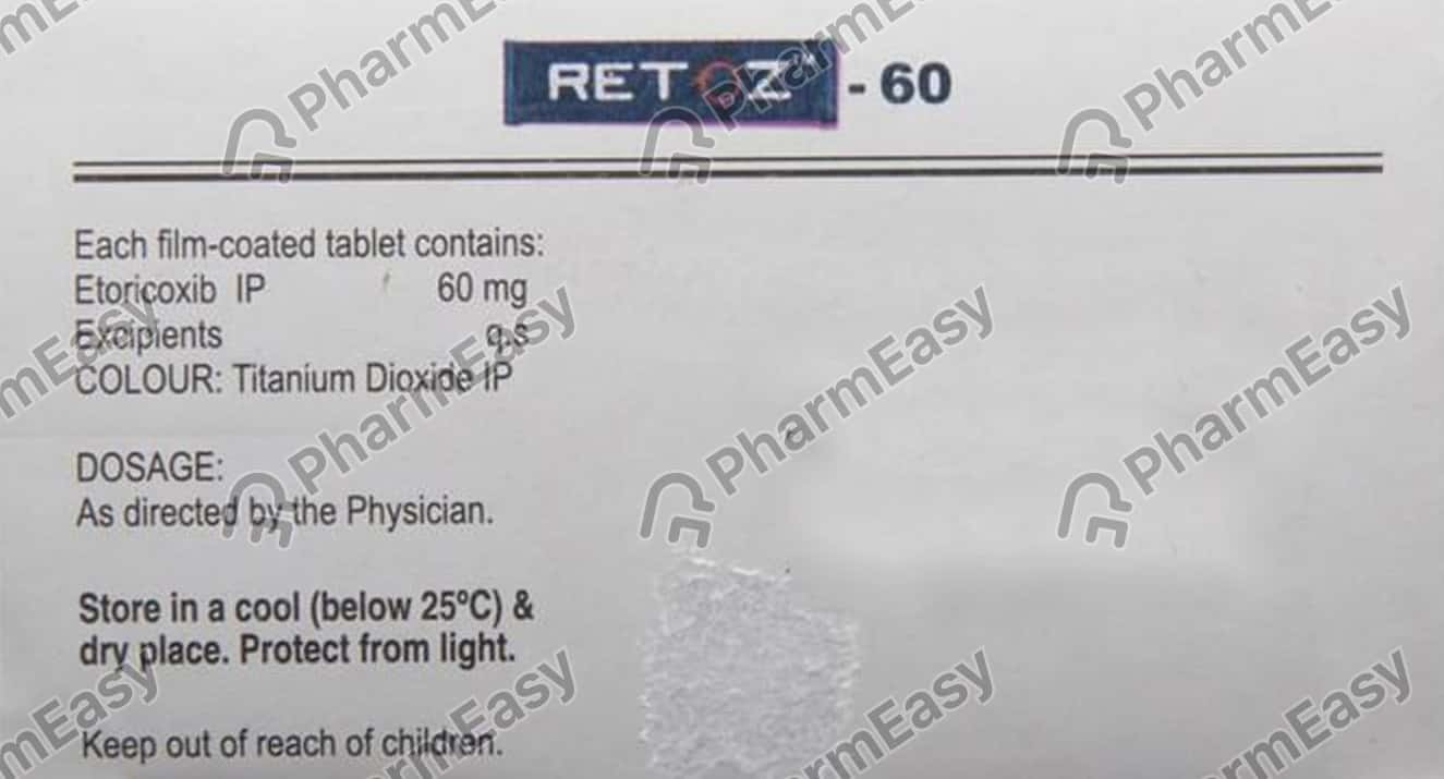 Retoz 60 MG Tablet (10): Uses, Side Effects, Price & Dosage | PharmEasy