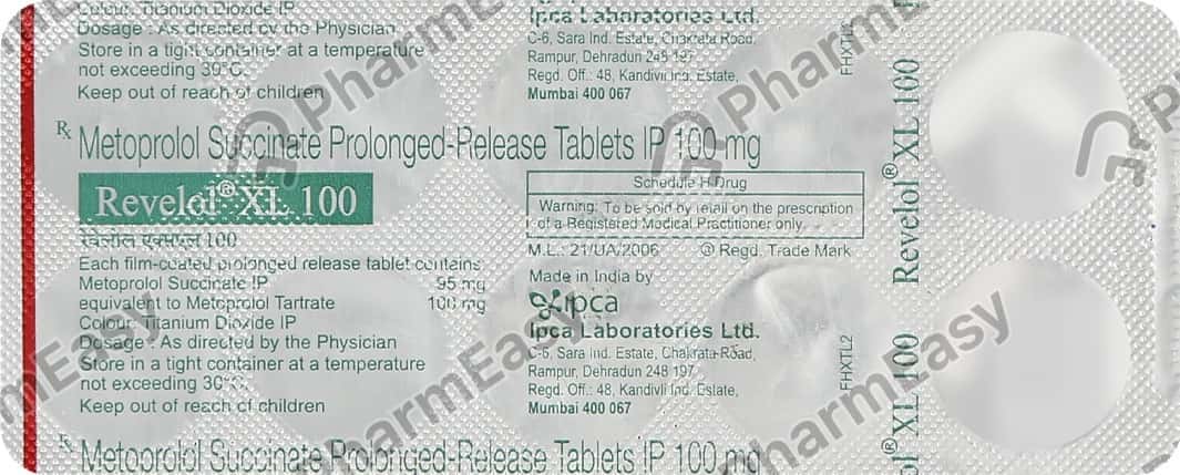Revelol Xl 100 MG Tablet (10): Uses, Side Effects, Price & Dosage ...