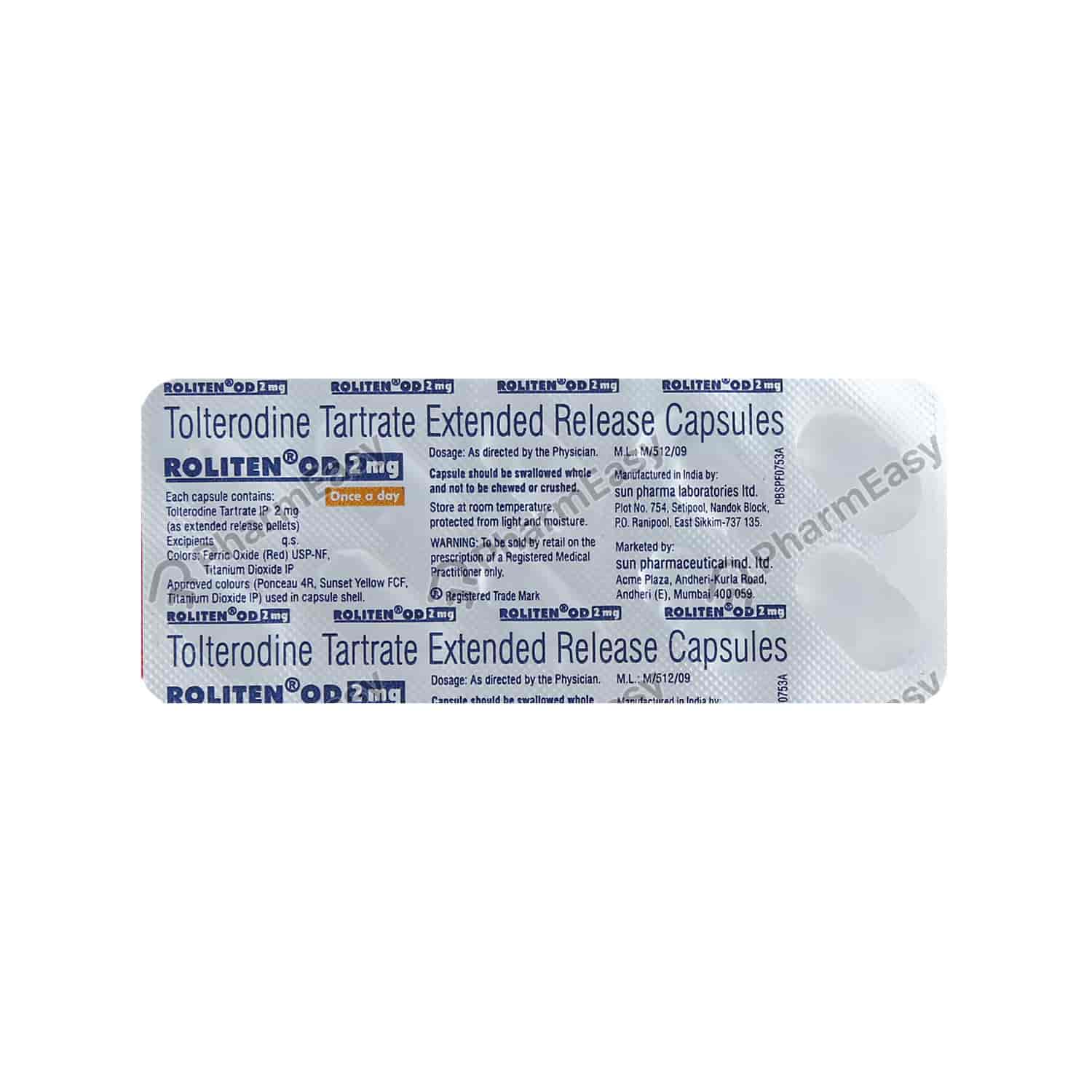 Buy Roliten Od 2mg Cap Online at flat 15% off | PharmEasy