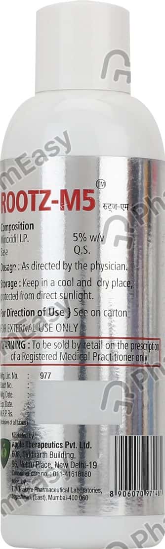 Rootz M5 5 %W/V Skin Solution (60): Uses, Side Effects, Price & Dosage ...