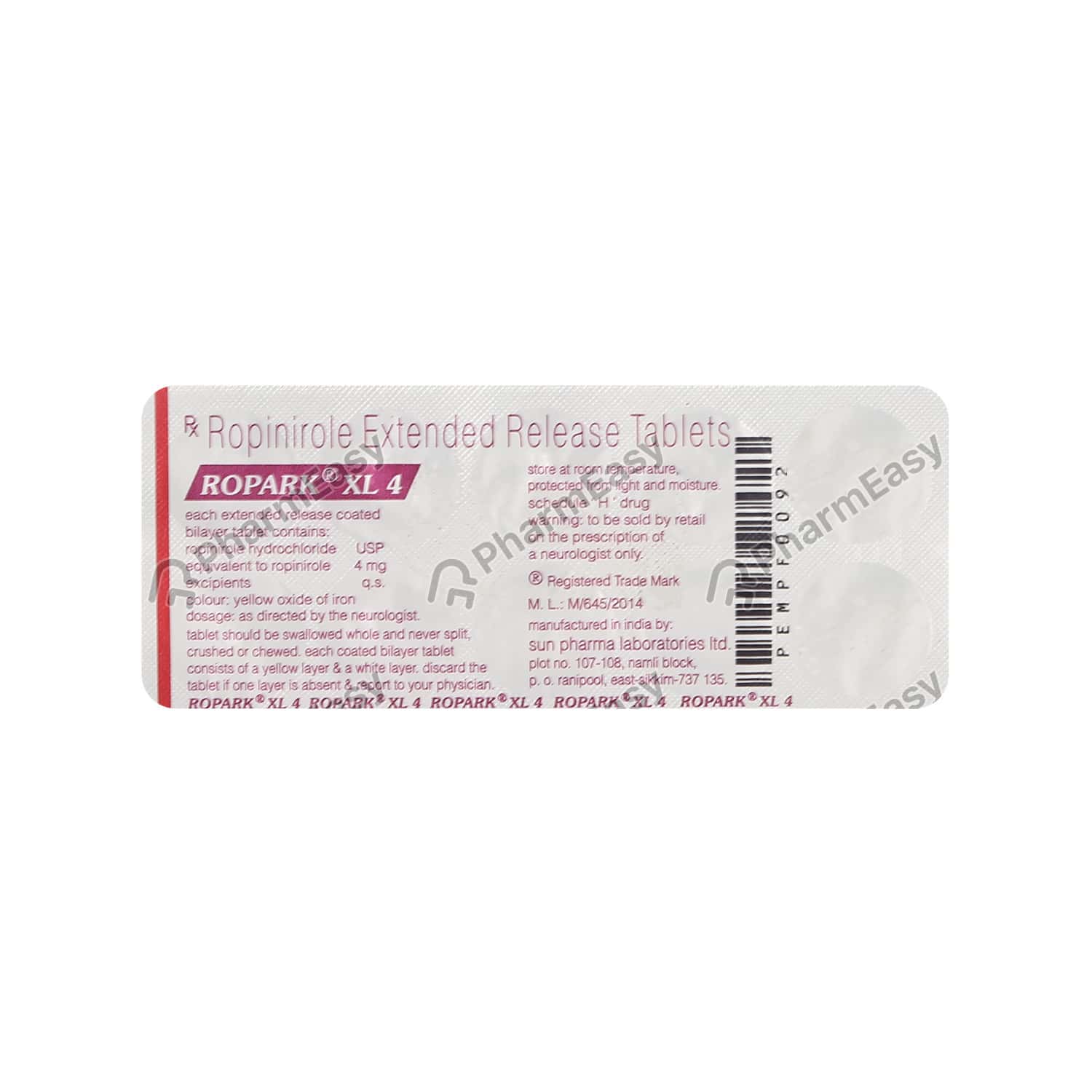 Buy Ropark Xl 4 MG Tablet (10) Online at Flat 18% OFF* | PharmEasy