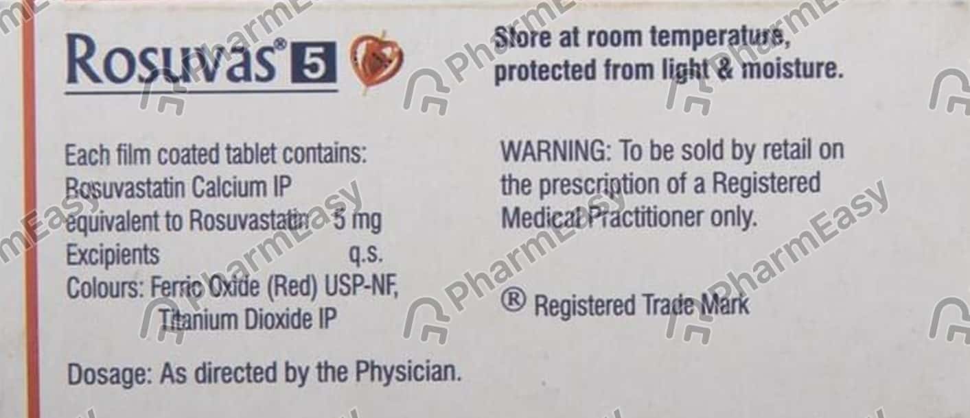 Rosuvas 5 MG Tablet (10): Uses, Side Effects, Price & Dosage | PharmEasy