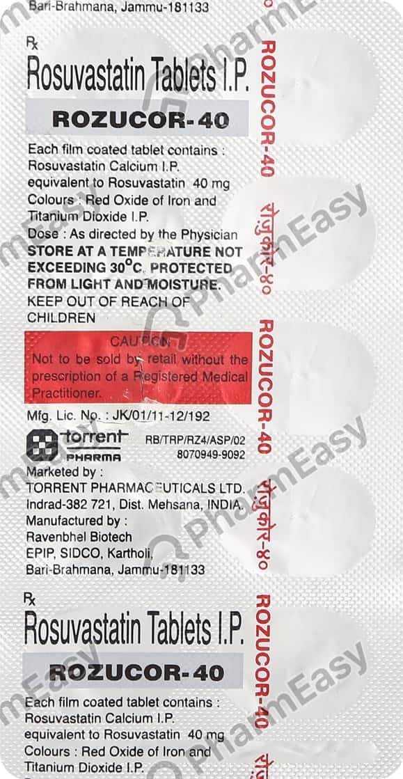 Rozucor 40 MG Tablet (10): Uses, Side Effects, Price & Dosage | PharmEasy