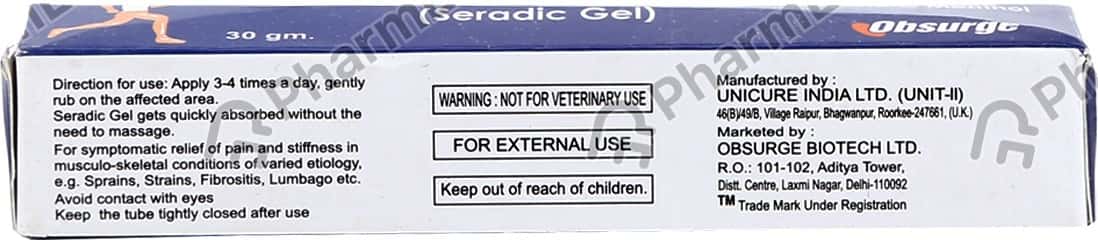 Seradic 1.16 % Gel (30): Uses, Side Effects, Price & Dosage | PharmEasy