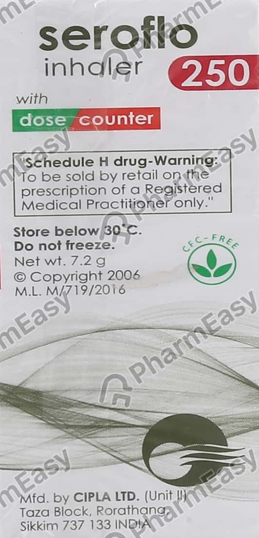 Seroflo 250mcg Box Of 120md Inhaler: Uses, Side Effects, Price & Dosage ...