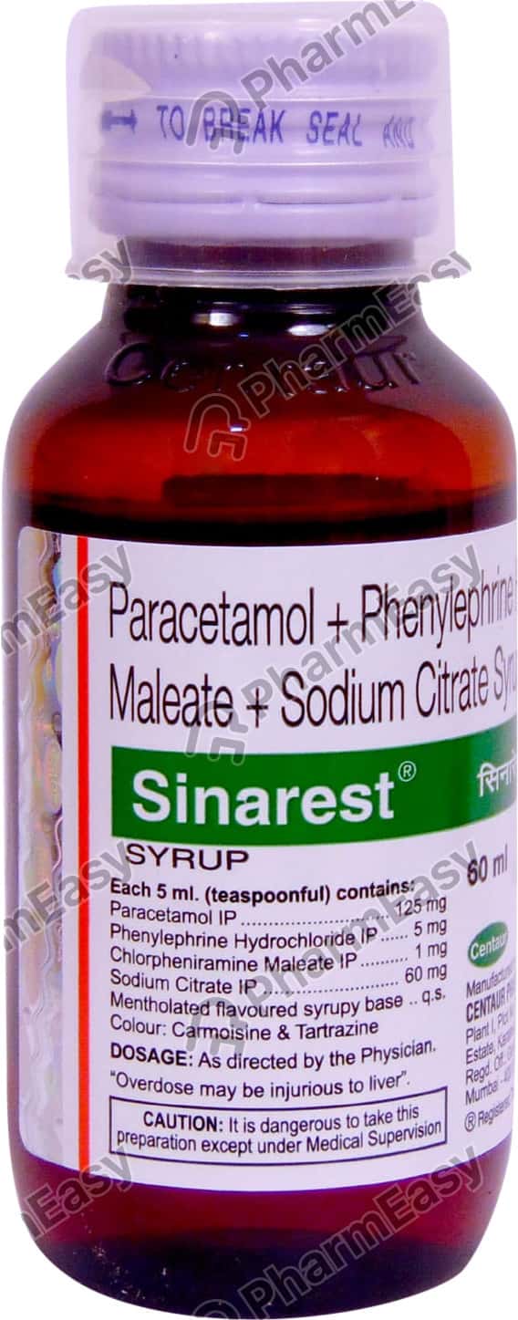 Sinarest Bottle Of 60ml Syrup: Uses, Side Effects, Price & Dosage ...