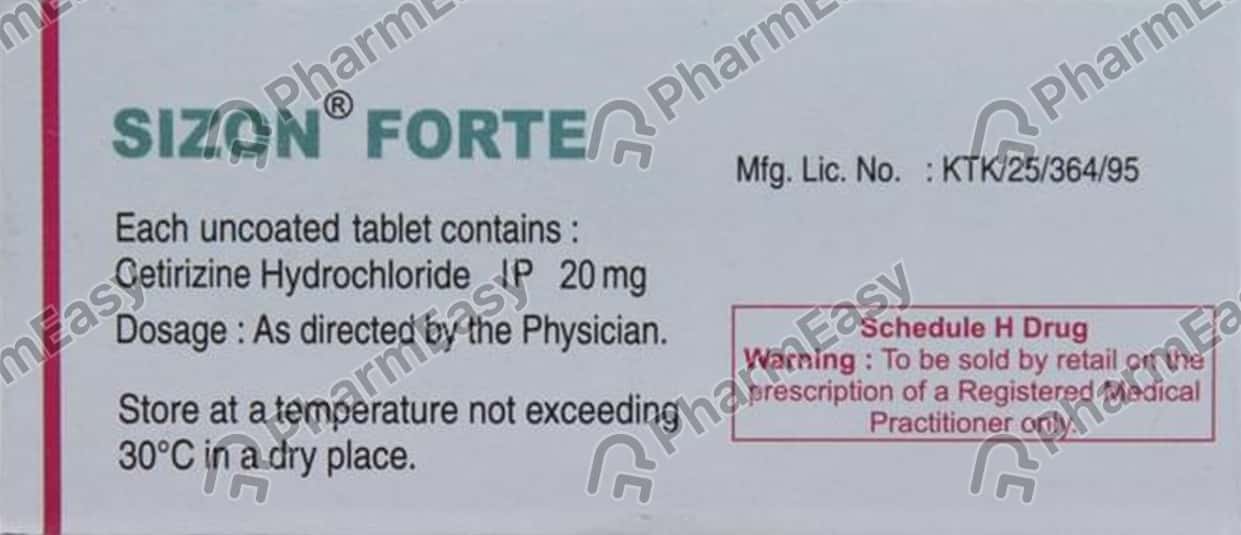 Sizon Forte 20 MG Tablet (10): Uses, Side Effects, Price & Dosage ...