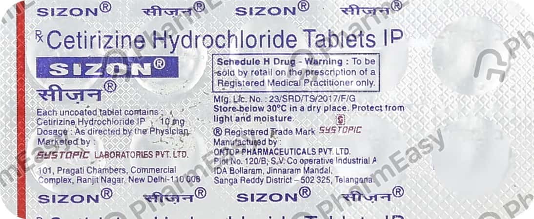 Sizon 10 MG Tablet (10): Uses, Side Effects, Price & Dosage | PharmEasy