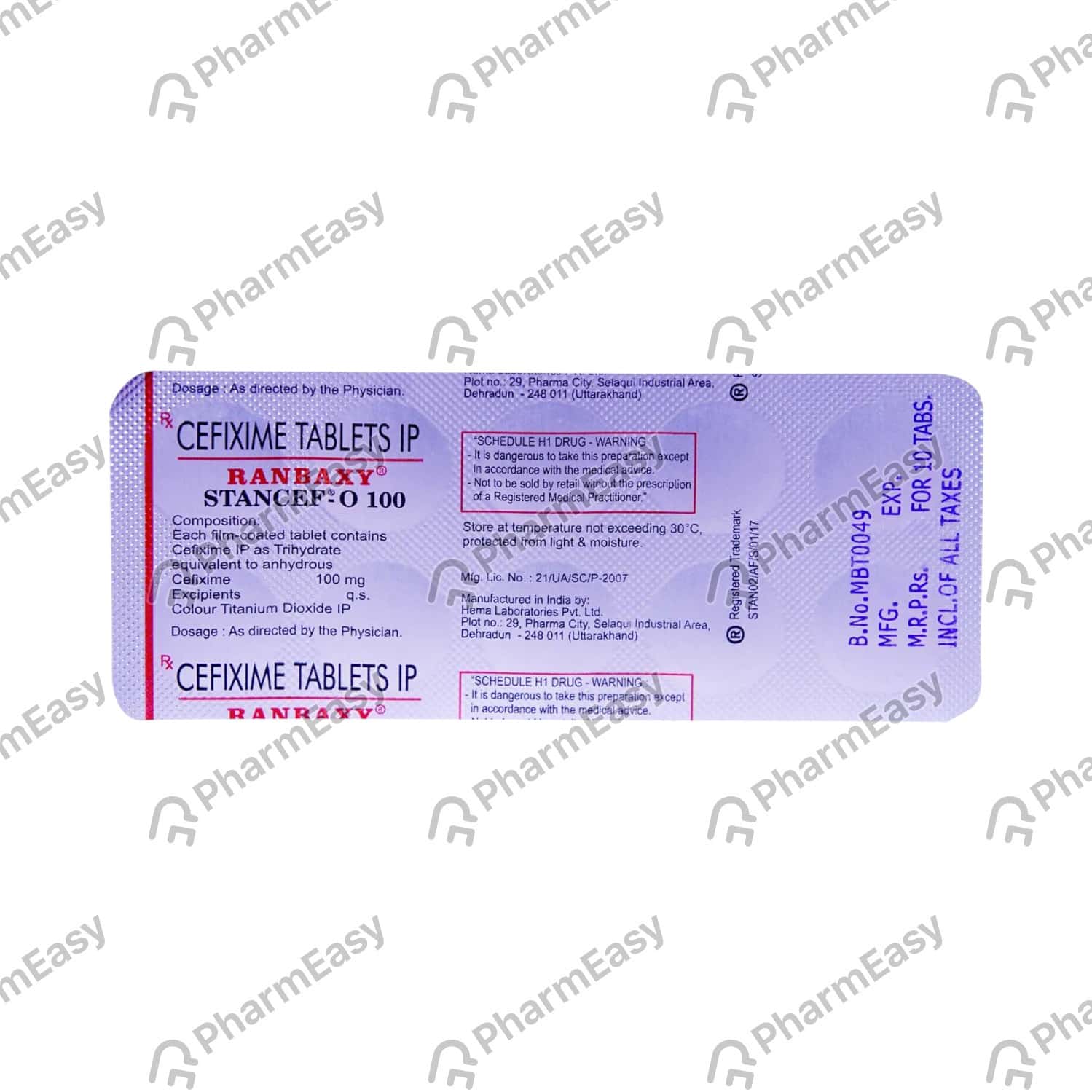 Stancef O 100 MG Tablet (10): Uses, Side Effects, Price & Dosage ...