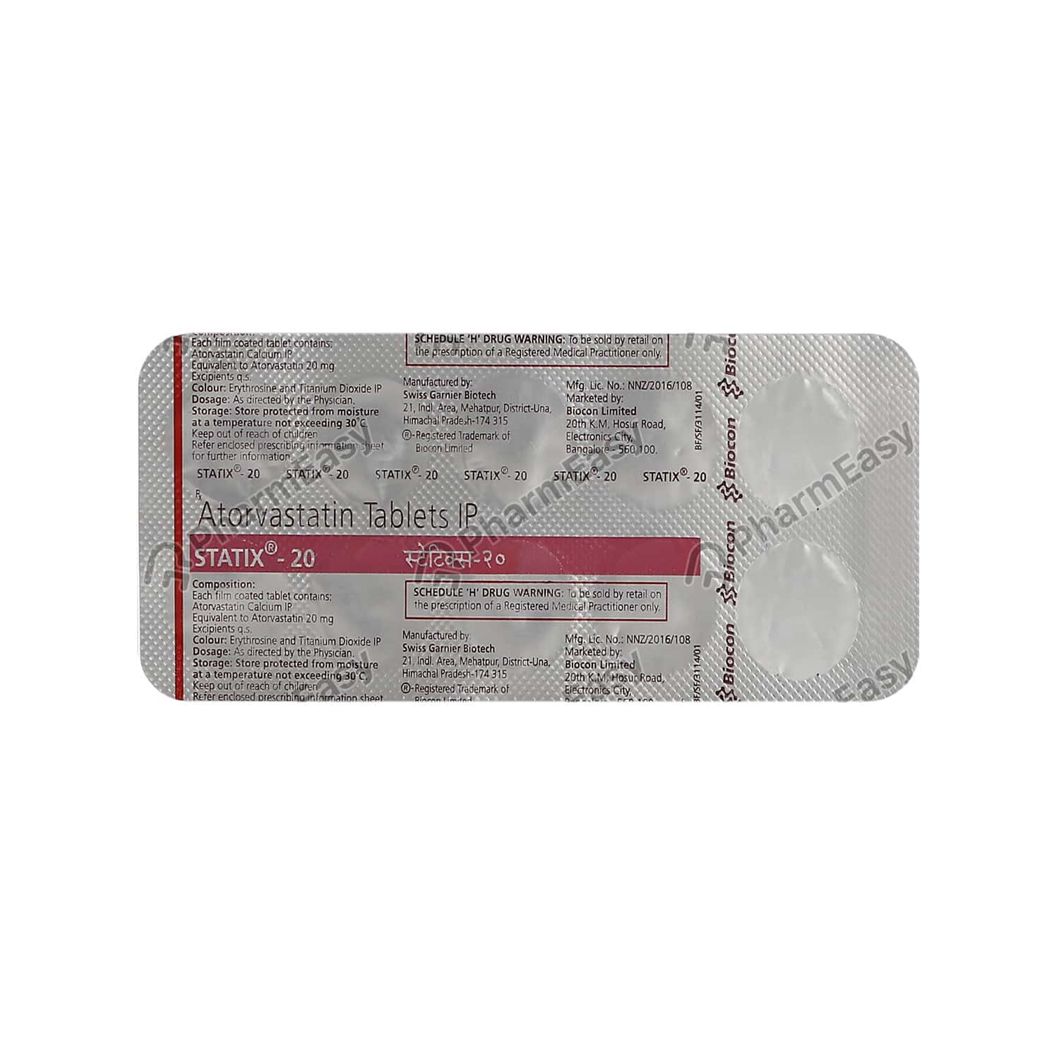 Statix 20 MG Tablet (10) - Uses, Side Effects, Dosage, Composition ...